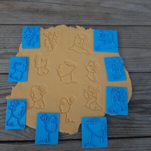 Female Face With Flowers Embosser, Abstract Line Art Embosser Stamp for ...