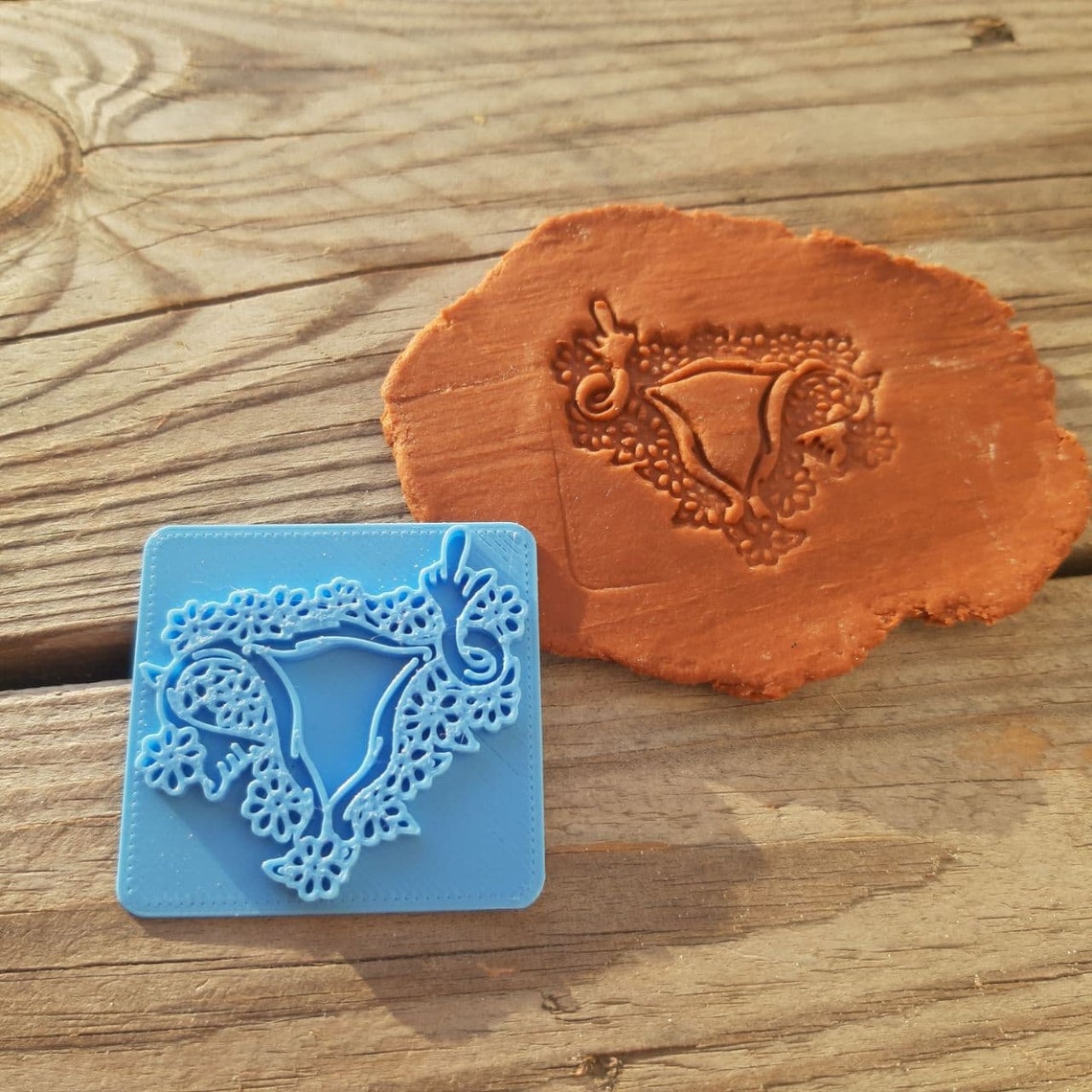 Feminist polymer clay stamp female clay stamp flower uterus | Etsy