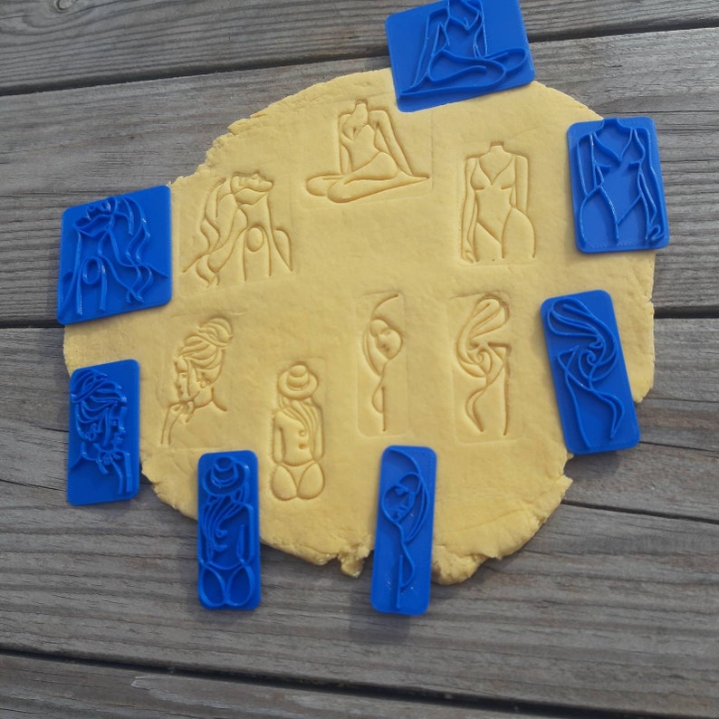 Female Body Clay Stamp Woman Body Stamp Girl Line Art | Etsy