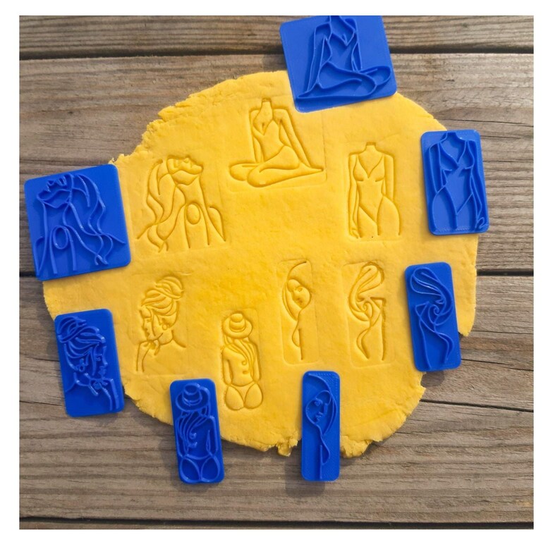 Female Body Clay Stamp Woman Body Stamp Girl Line Art | Etsy