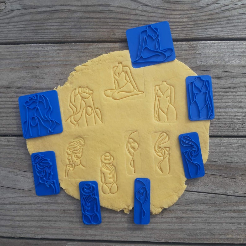 Female Body Clay Stamp Woman Body Stamp Girl Line Art | Etsy