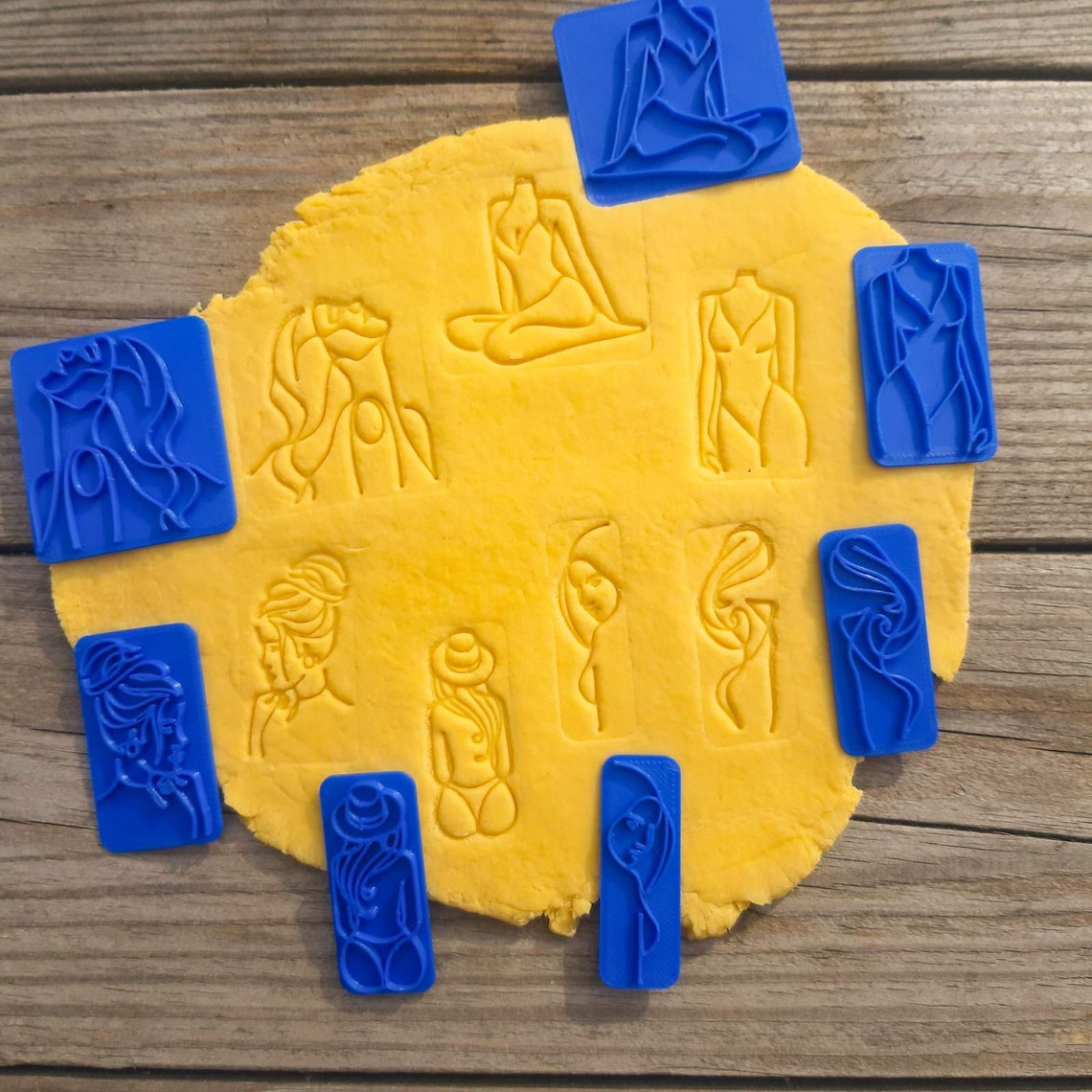 Female body clay stamp woman body stamp girl line art | Etsy