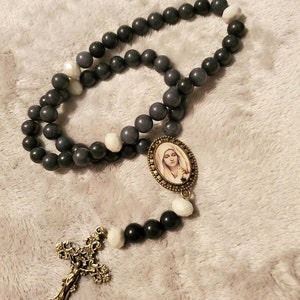 Dark Gray Blessed Virgin Mary Rosary - Etsy
