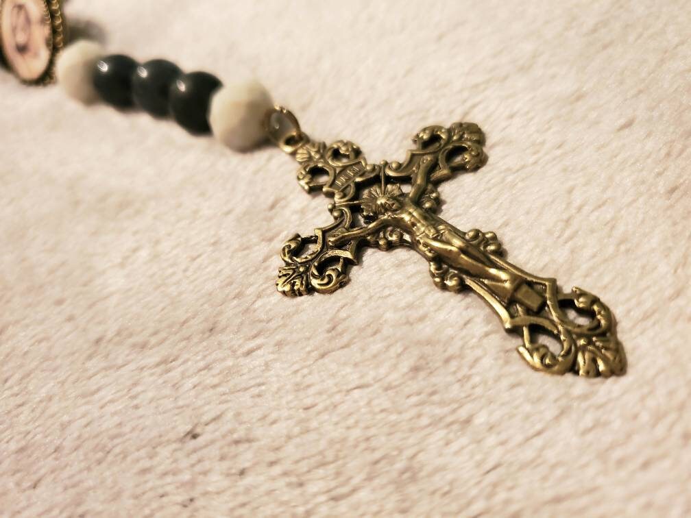 Dark Gray Blessed Virgin Mary Rosary - Etsy