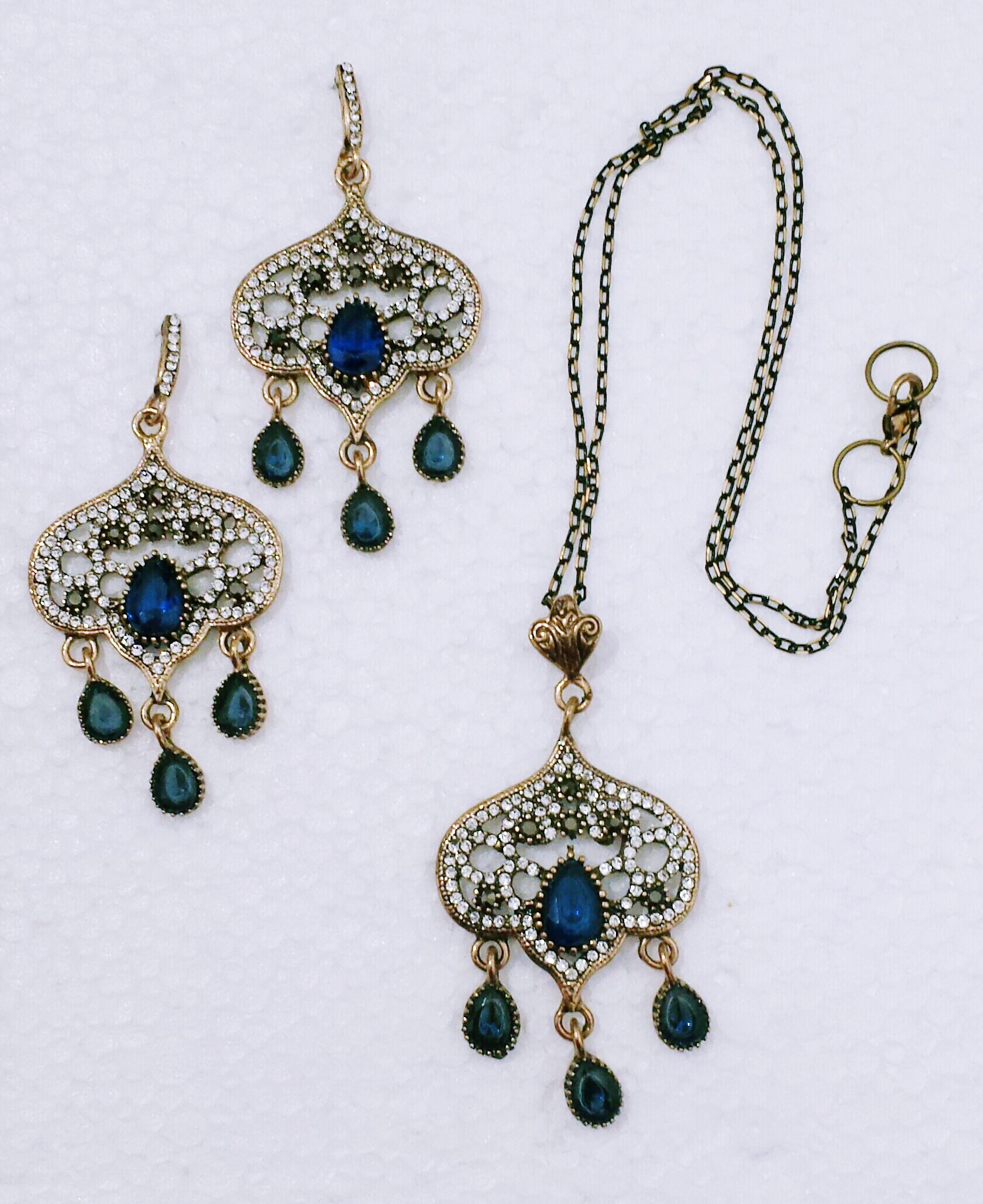 Set necklace Earrings Vintage Style Visson - Etsy UK