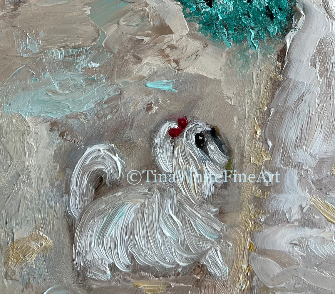 Maltese Dog Art wreathed in Joy Original Oil Painting by - Etsy