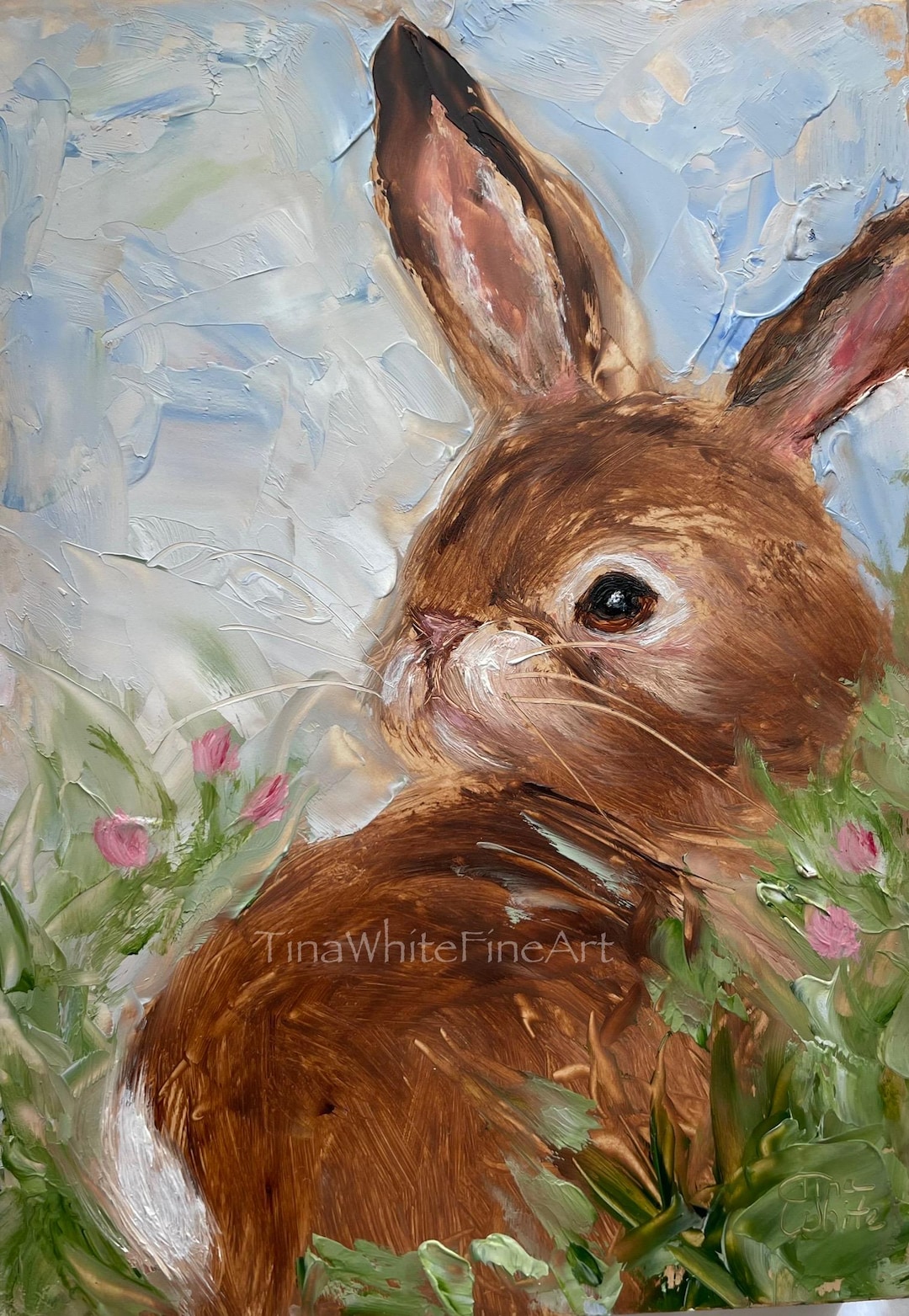 Original Oil Painting: Spring Cottontail Bunny Art (5x7") - Etsy