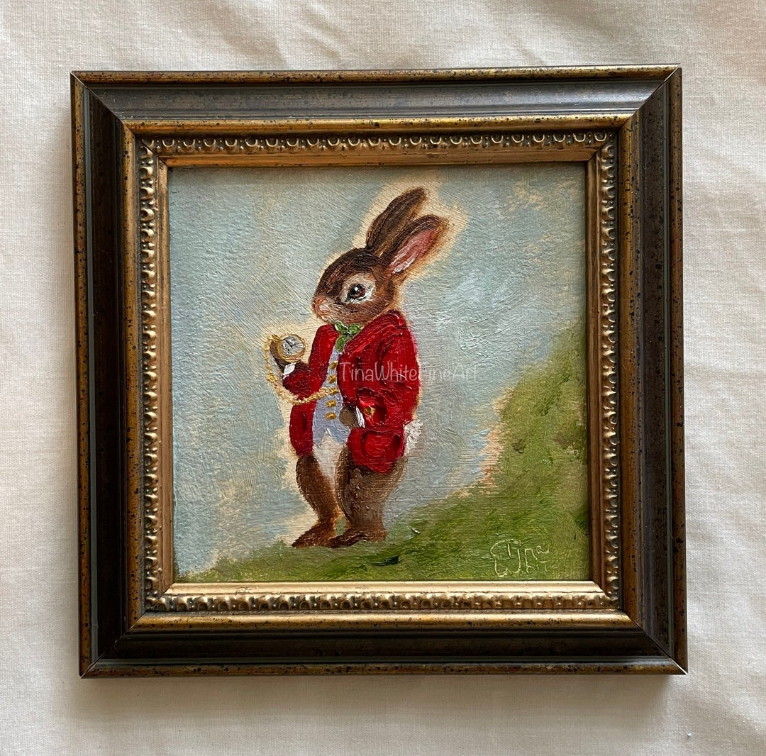 Bunny Rabbit Art timothys Timepiece Original Oil Painting by Tina White ...