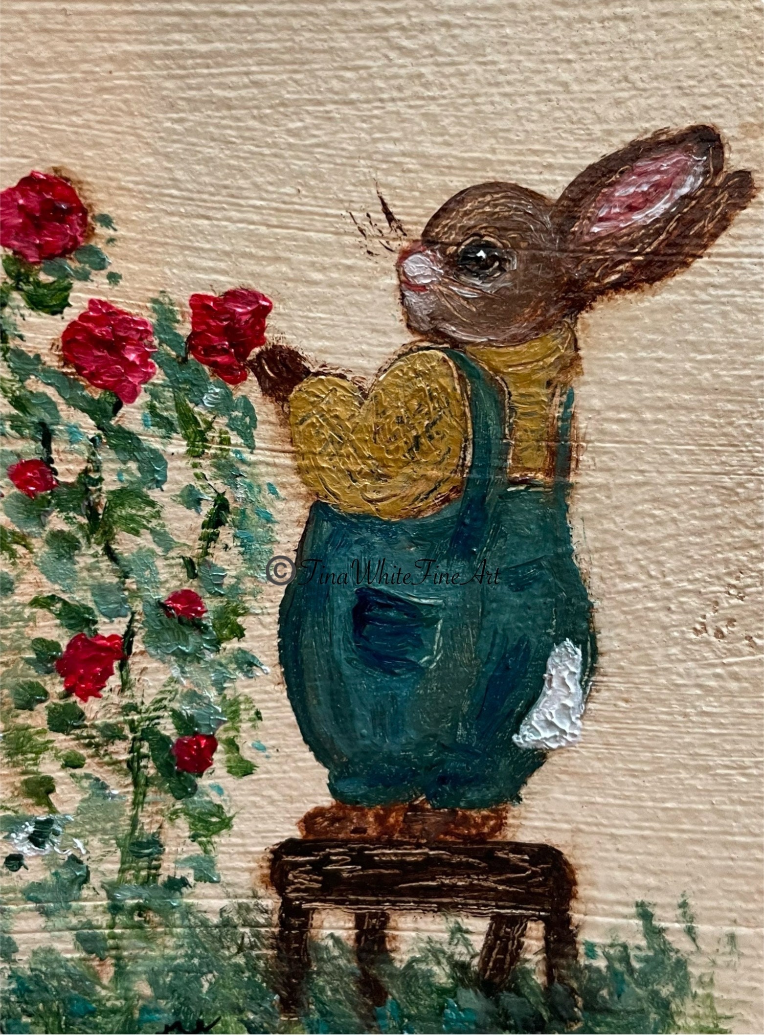 Original Oil Painting jacobi by Tina White, Bunny Rabbit Art, 4x6 ...