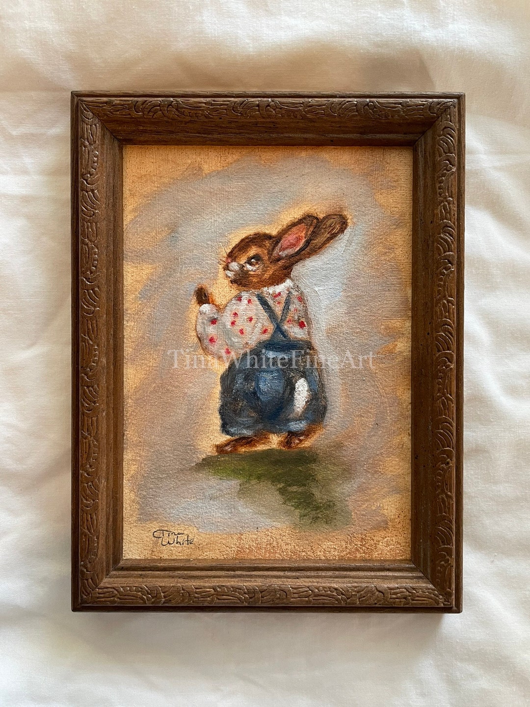 Original Bunny Rabbit Art bunnys Overalls - Etsy