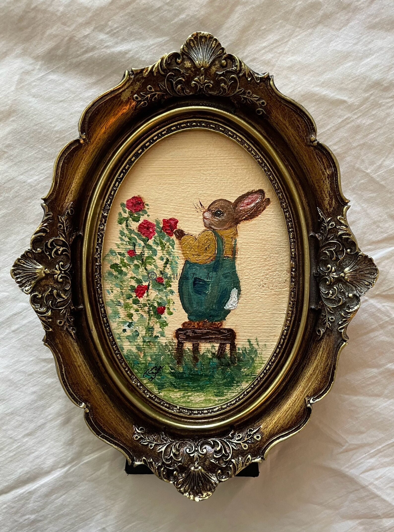 Original Oil Painting jacobi by Tina White, Bunny Rabbit Art, 4x6 ...