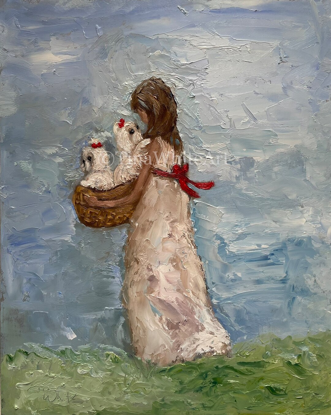 Maltese Dog Art “basketful of Love” Original Oil Painting 8x10 on ...
