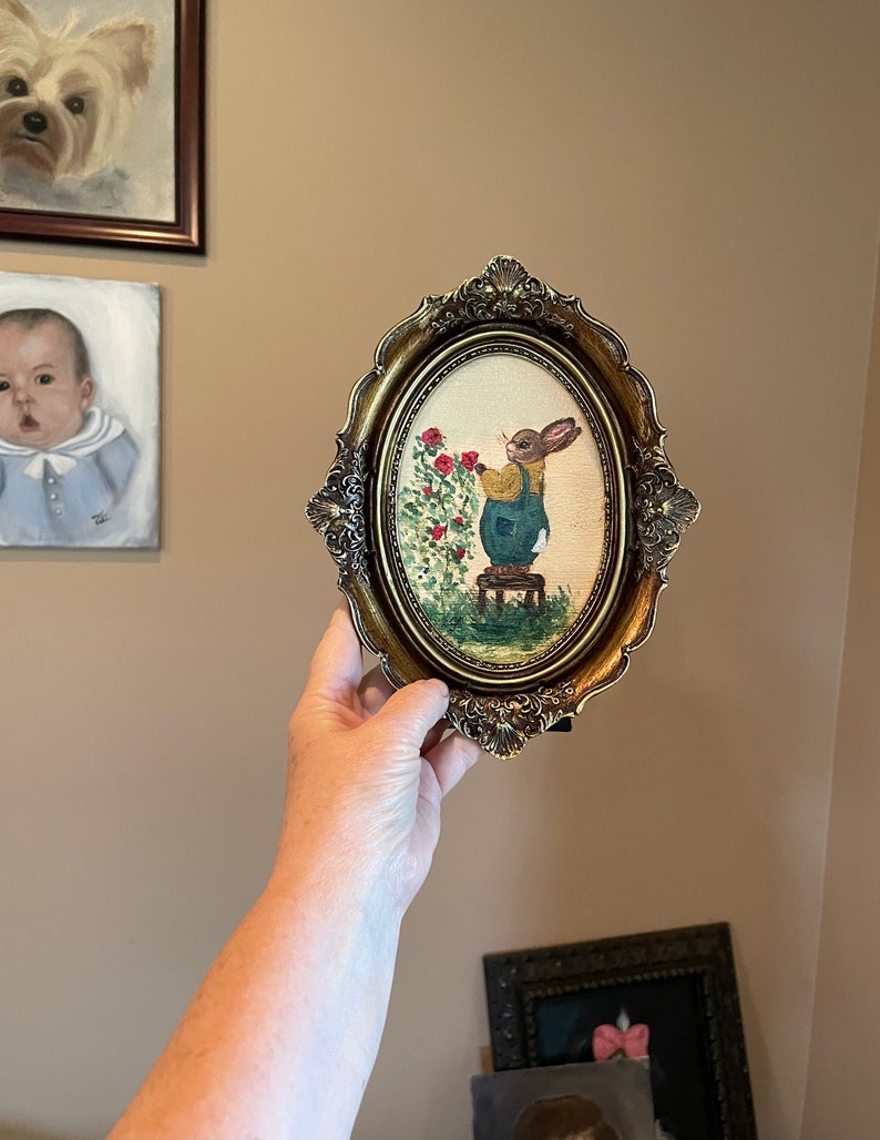 Original Oil Painting jacobi by Tina White, Bunny Rabbit Art, 4x6 ...