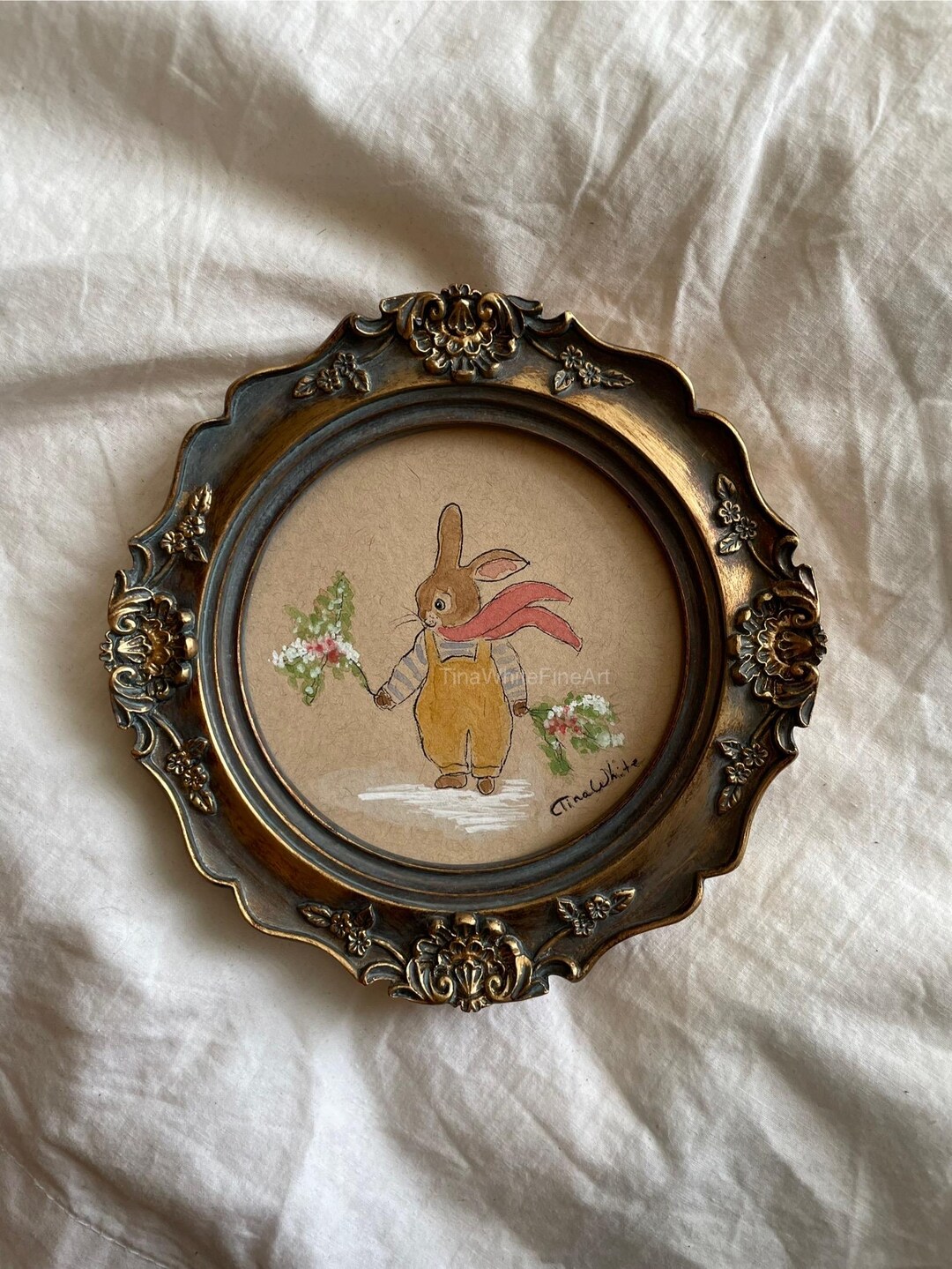 Original Watercolor Painting toby by Tina White, Small 4 Framed Bunny ...