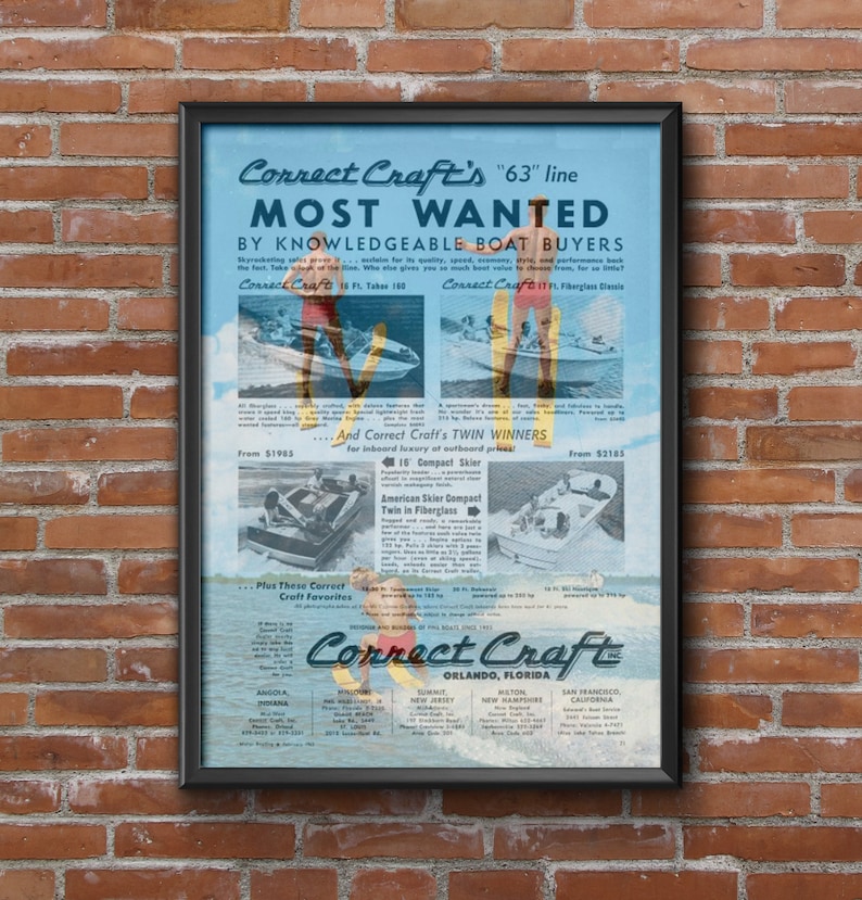 Correct Craft Boat Poster - Etsy