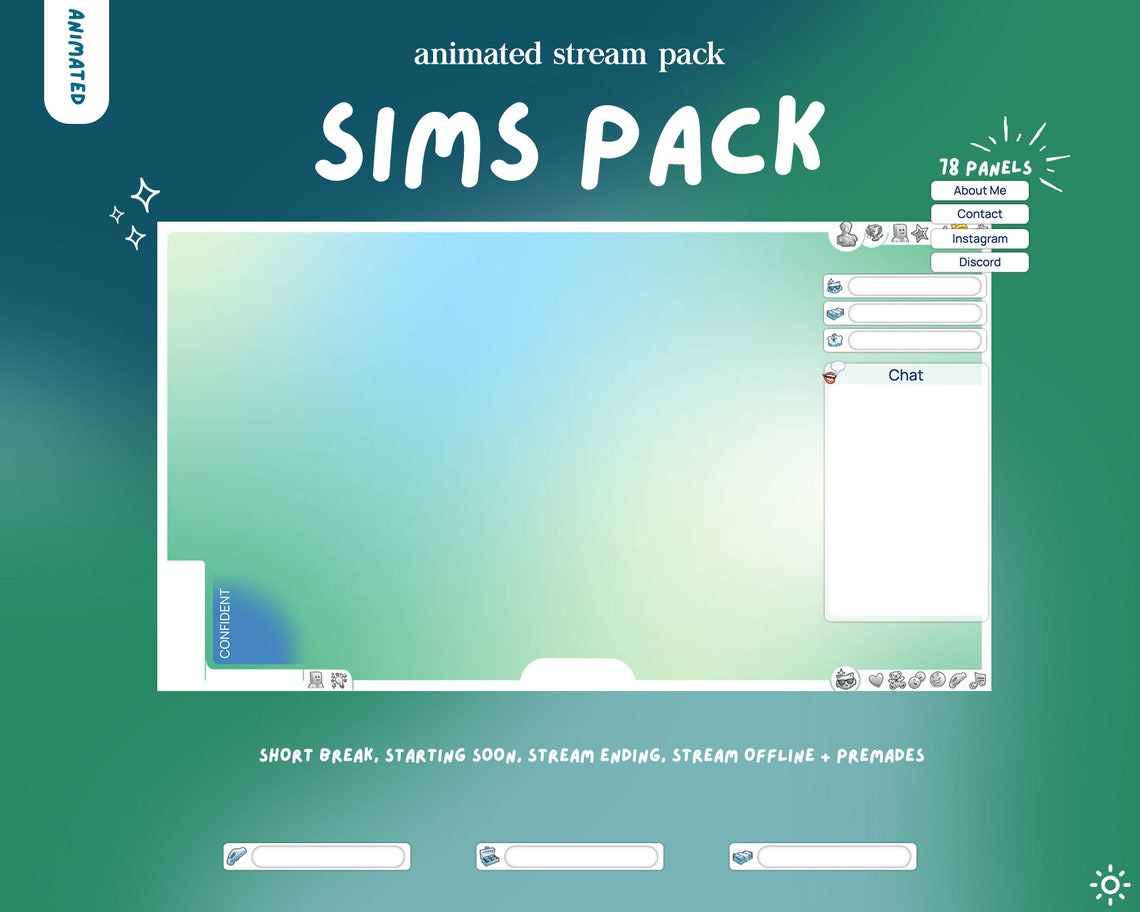 SIMS Inspired Light Stream Overlay | Animated Stream Overlay Pack ...