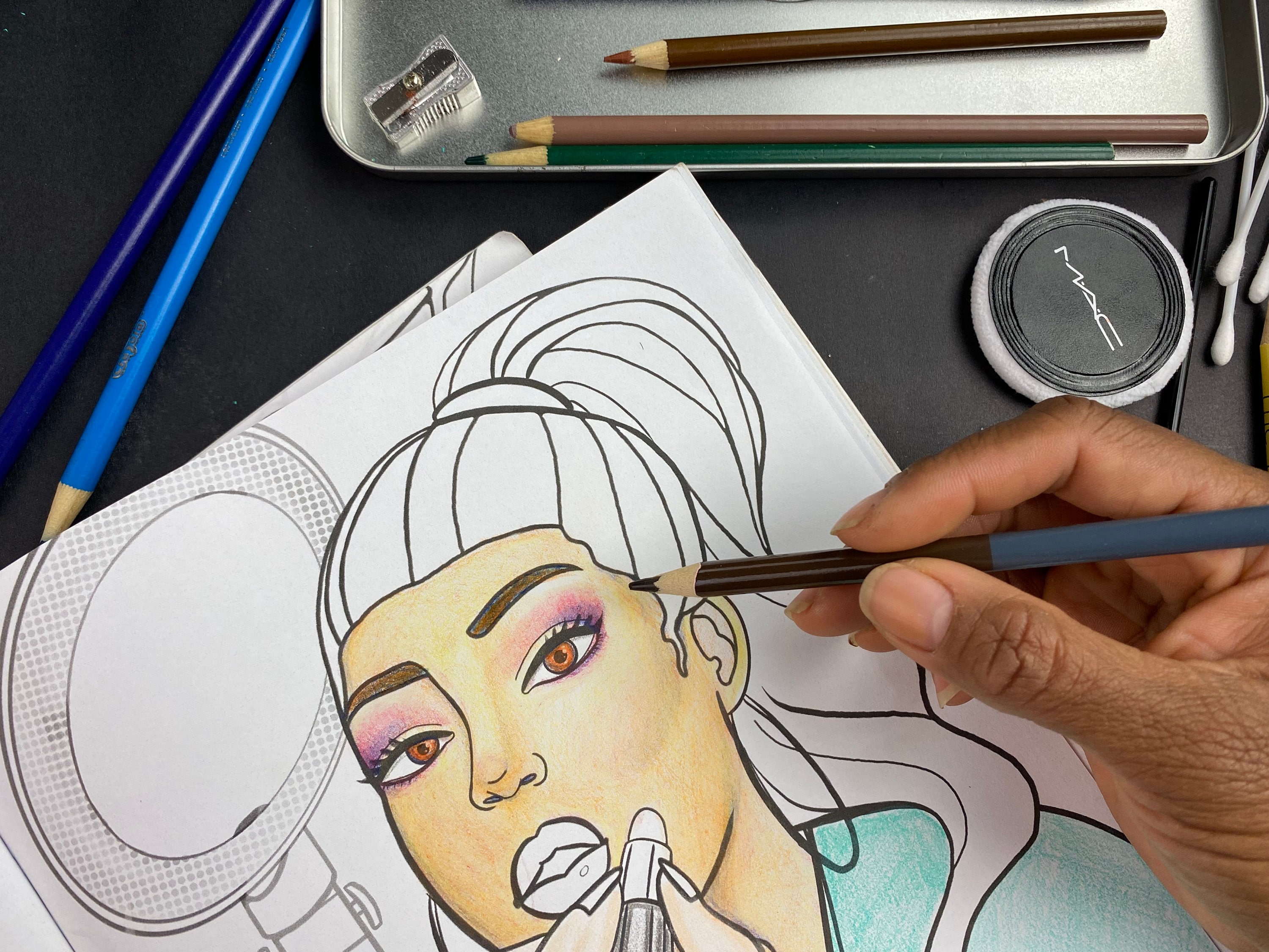 MAKEUP ARTIST Coloring Page Glamour Sheets Cosmetologist Hairstylists ...