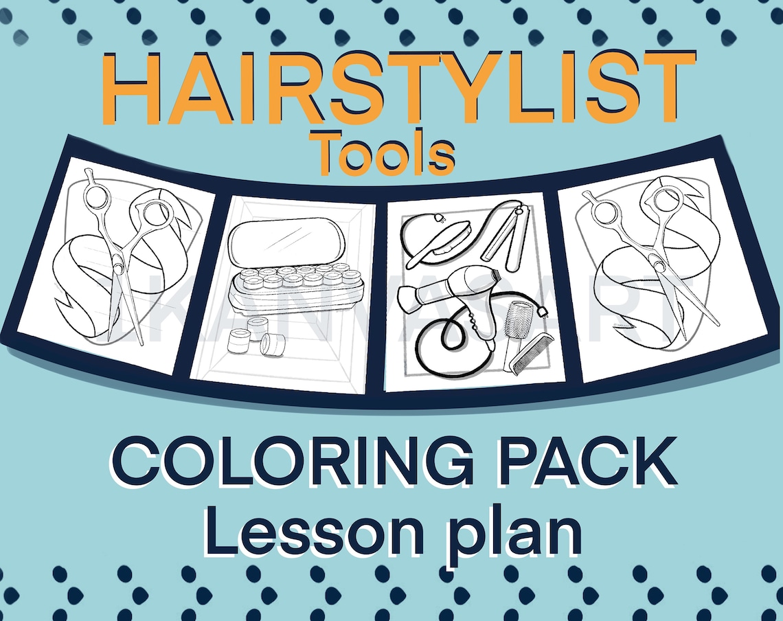 Hairstylist Tools Coloring Pages: Cosmetology Lesson Plan (PDF) - Etsy