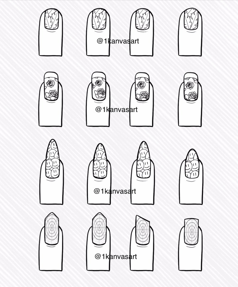 NAIL ART DESIGN Sheets| Coloring Pages | Practice Template Sheet ...