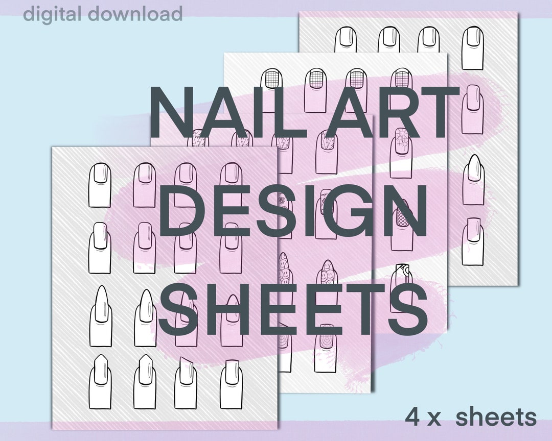 NAIL ART DESIGN Sheets| Coloring Pages | Practice Template Sheet ...