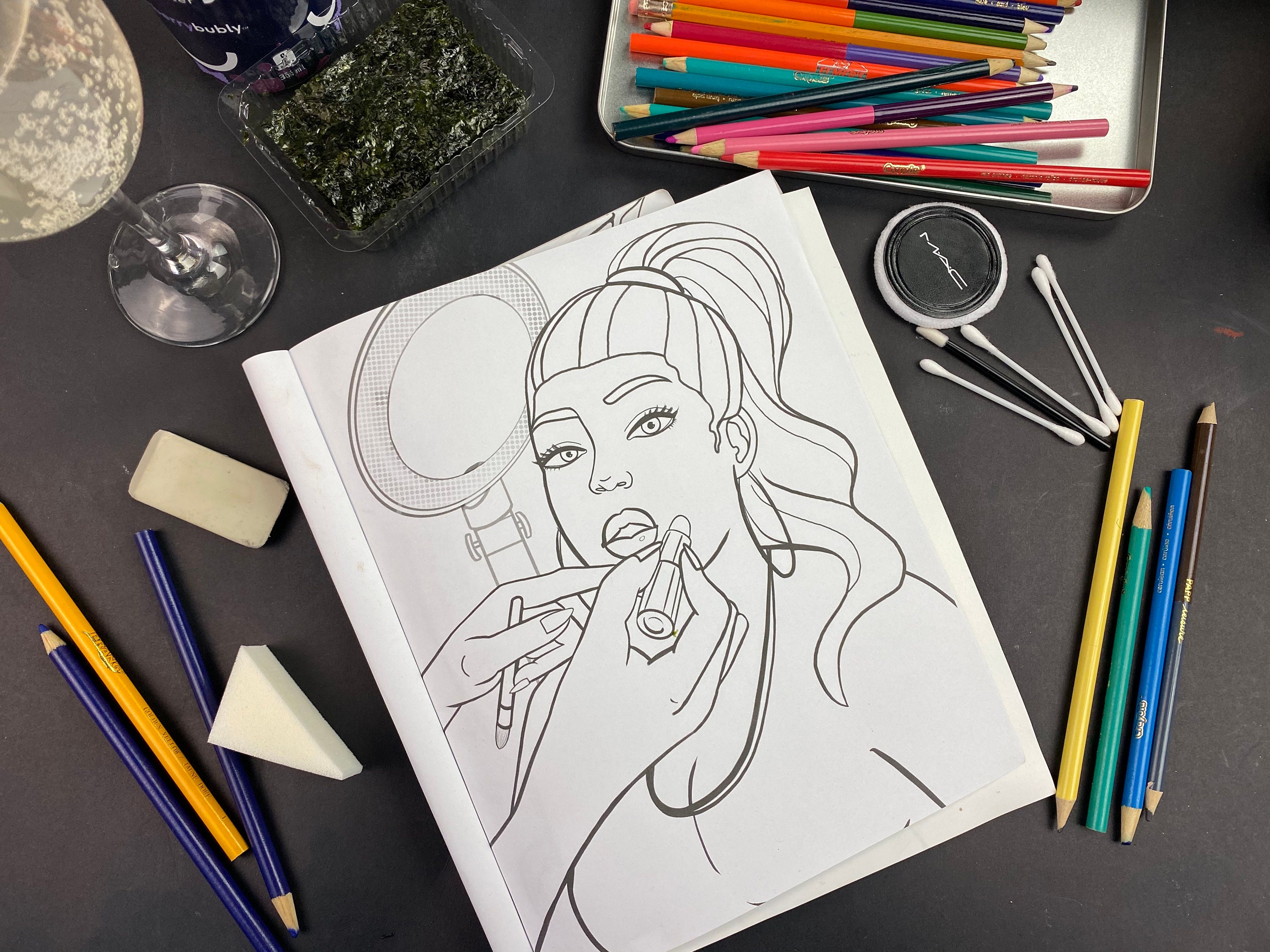 MAKEUP ARTIST Coloring Page Glamour Sheets Cosmetologist Hairstylists ...