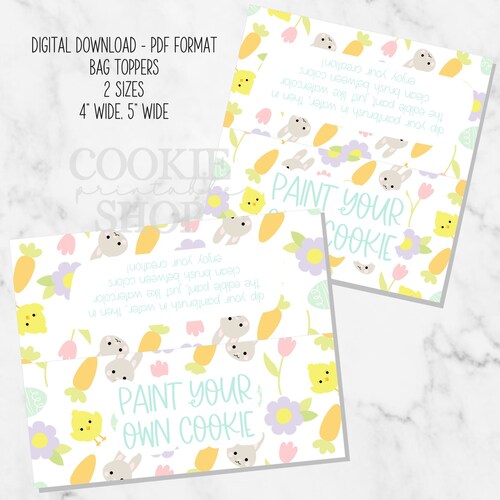 Instant Download Paint Your Own Cookie Mini Bag Topper - Etsy