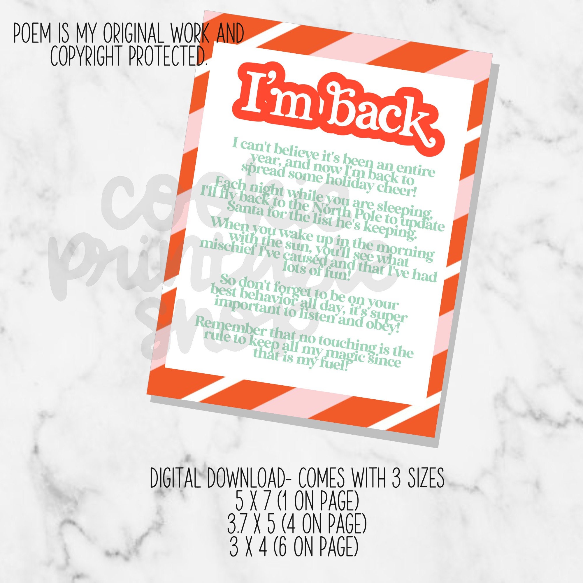Elf Returning Printable Poem I'm Back Poem - Etsy Canada