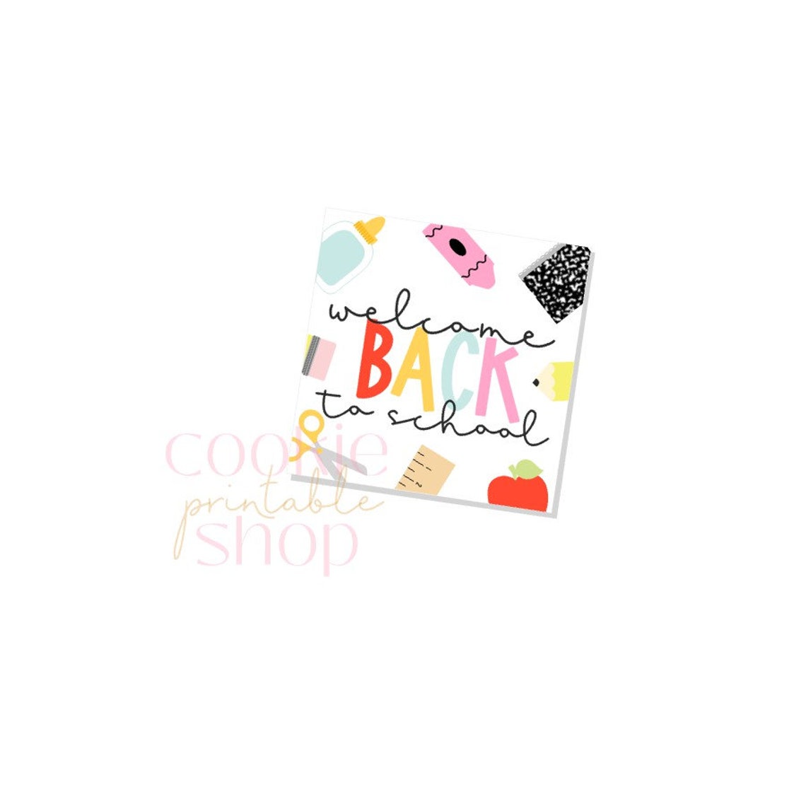 Welcome Back to School 2 SQUARE PRINTABLE TAG Digital - Etsy