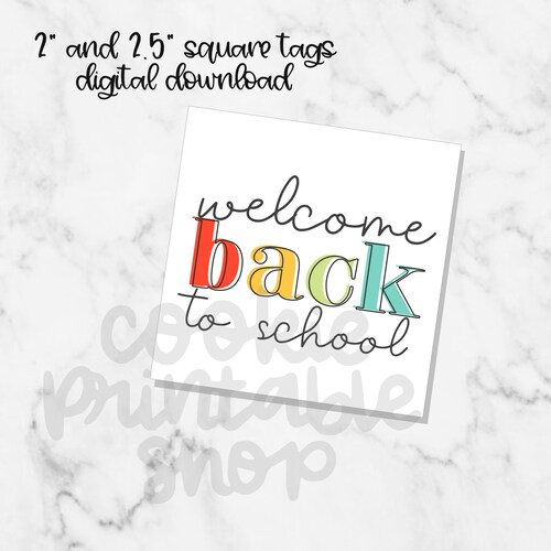 Printable Cookie Square Tag. Back to School Square Card for - Etsy