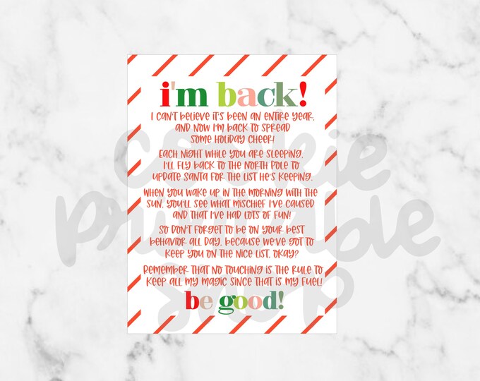 Elf Returning Printable Poem - Etsy