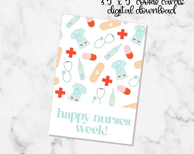 Happy Nurses Week 3.5x5 COOKIE CARD, Printable Cookie Card, Instant ...