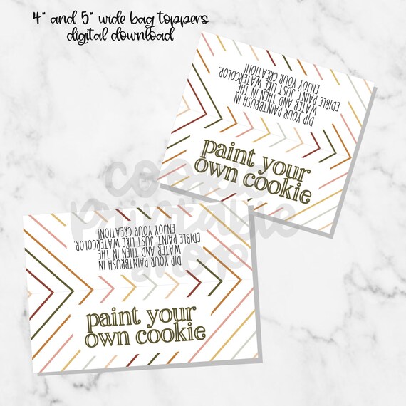 PYO Rainbow Cookie Bag Toppers 4 & 5 inch Cookie Bag Toppers Paint Your ...