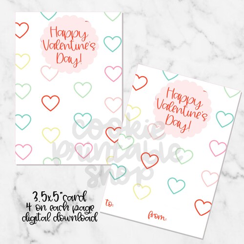 Editable Valentine's Day Cookie Card Happy Valentines Day - Etsy