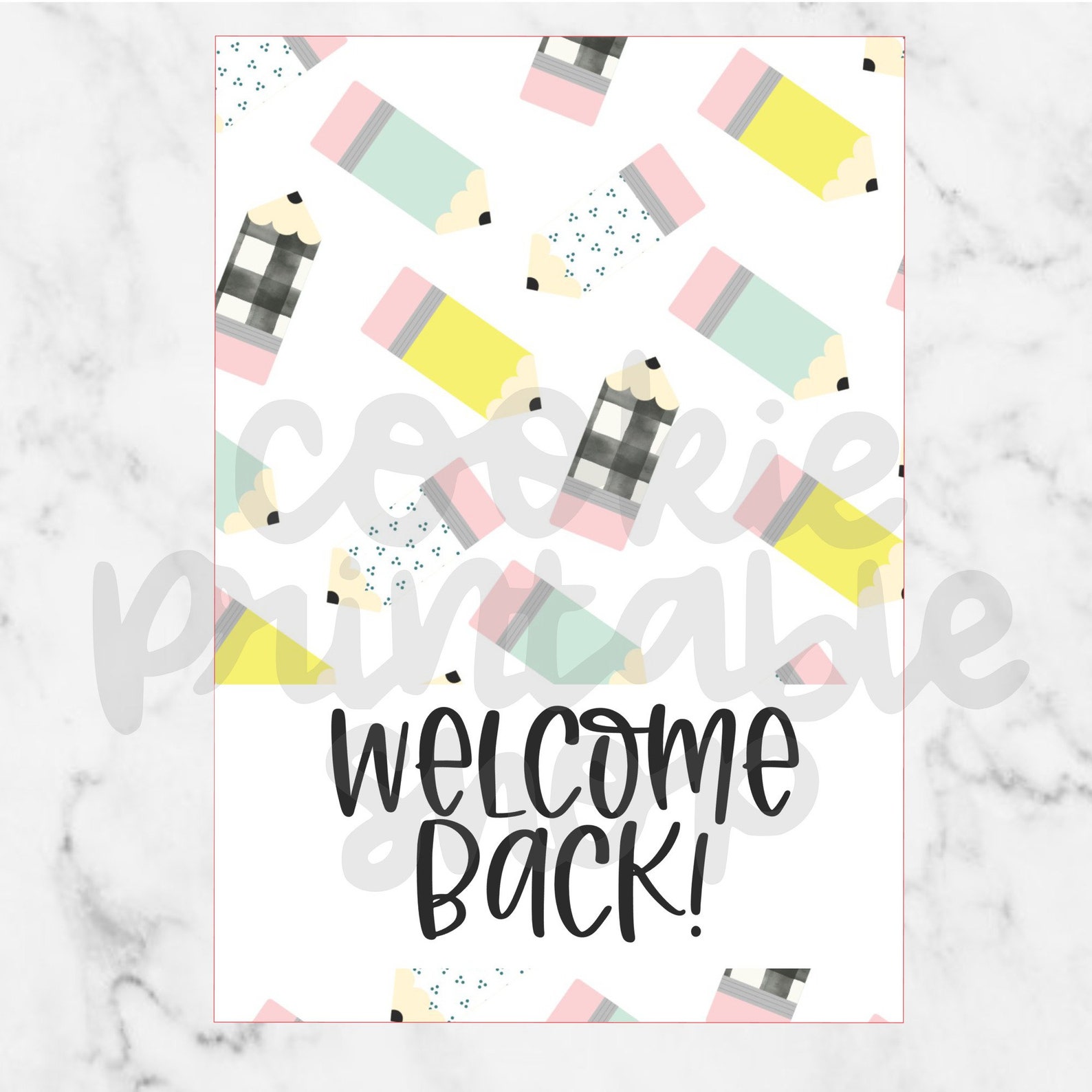 Welcome Back PRINTABLE CARD Digital Back to School Cookie | Etsy