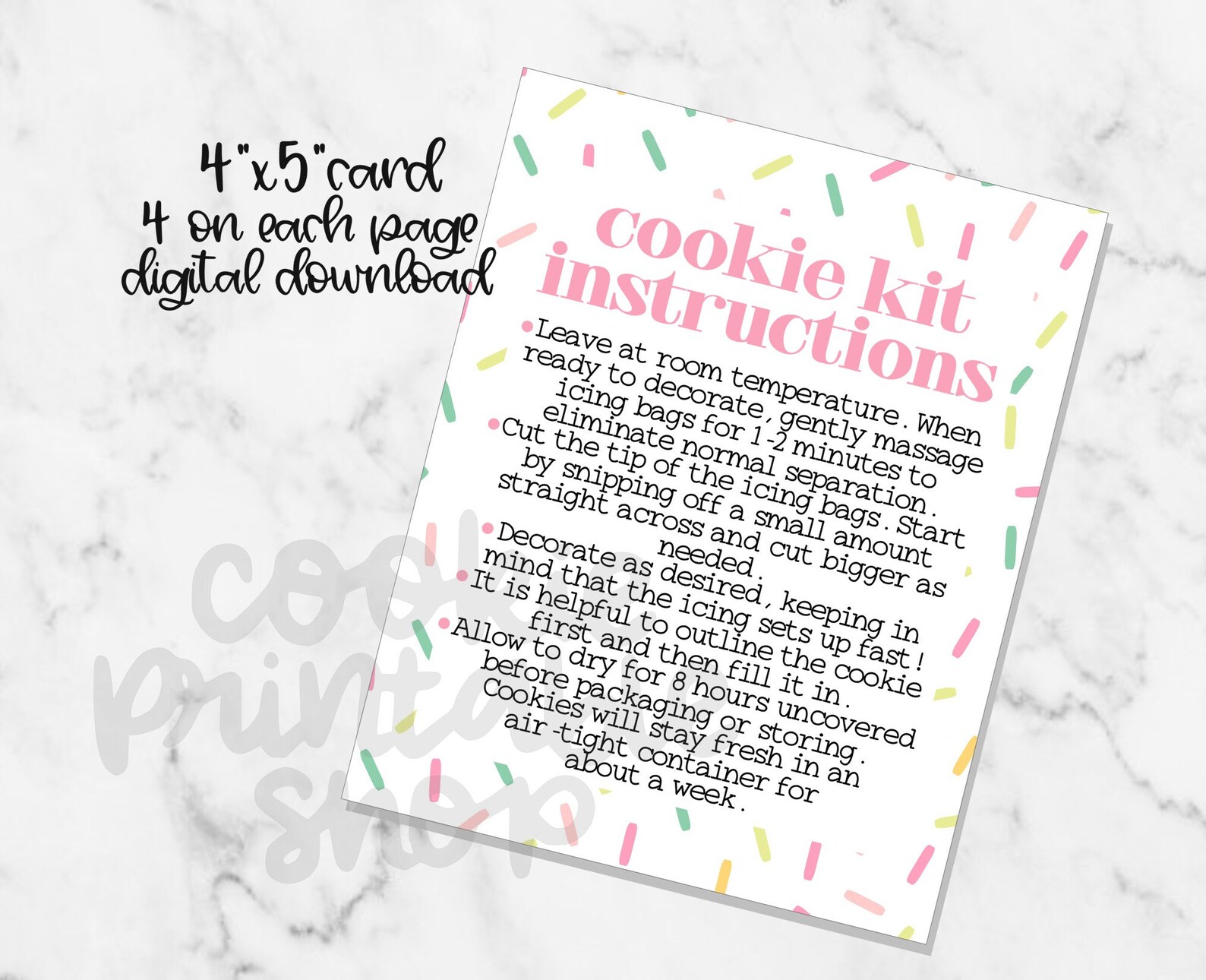 Valentines DIY Cookie Kit Instruction Cards 4x5 | Etsy