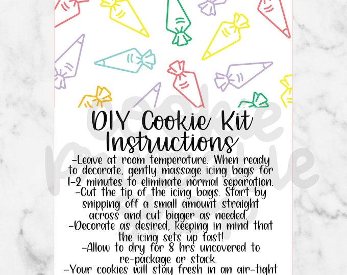DIY Cookie Kit Instructions PRINTABLE CARD - Etsy