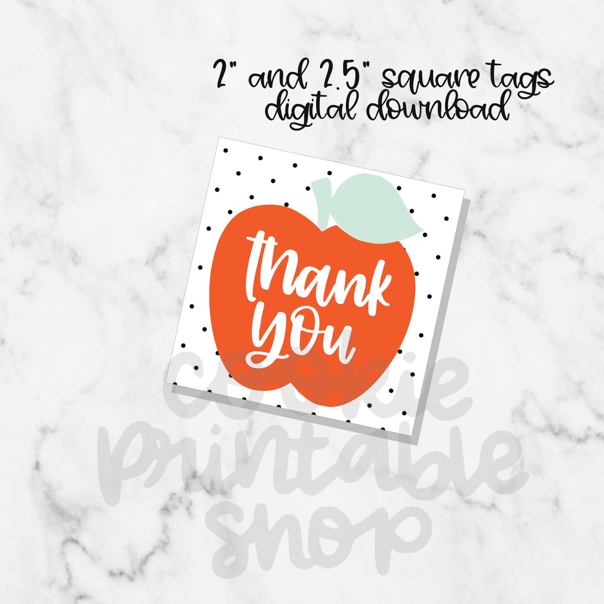 Thank You SQUARE TAG Printable Cookie Tag Instant Download - Etsy Canada