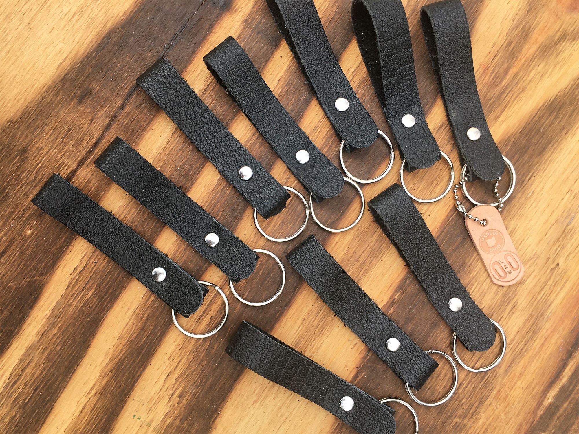 Motorcycle Black Chaps Recycled Leather Key Chain Black Leather Key Fob ...