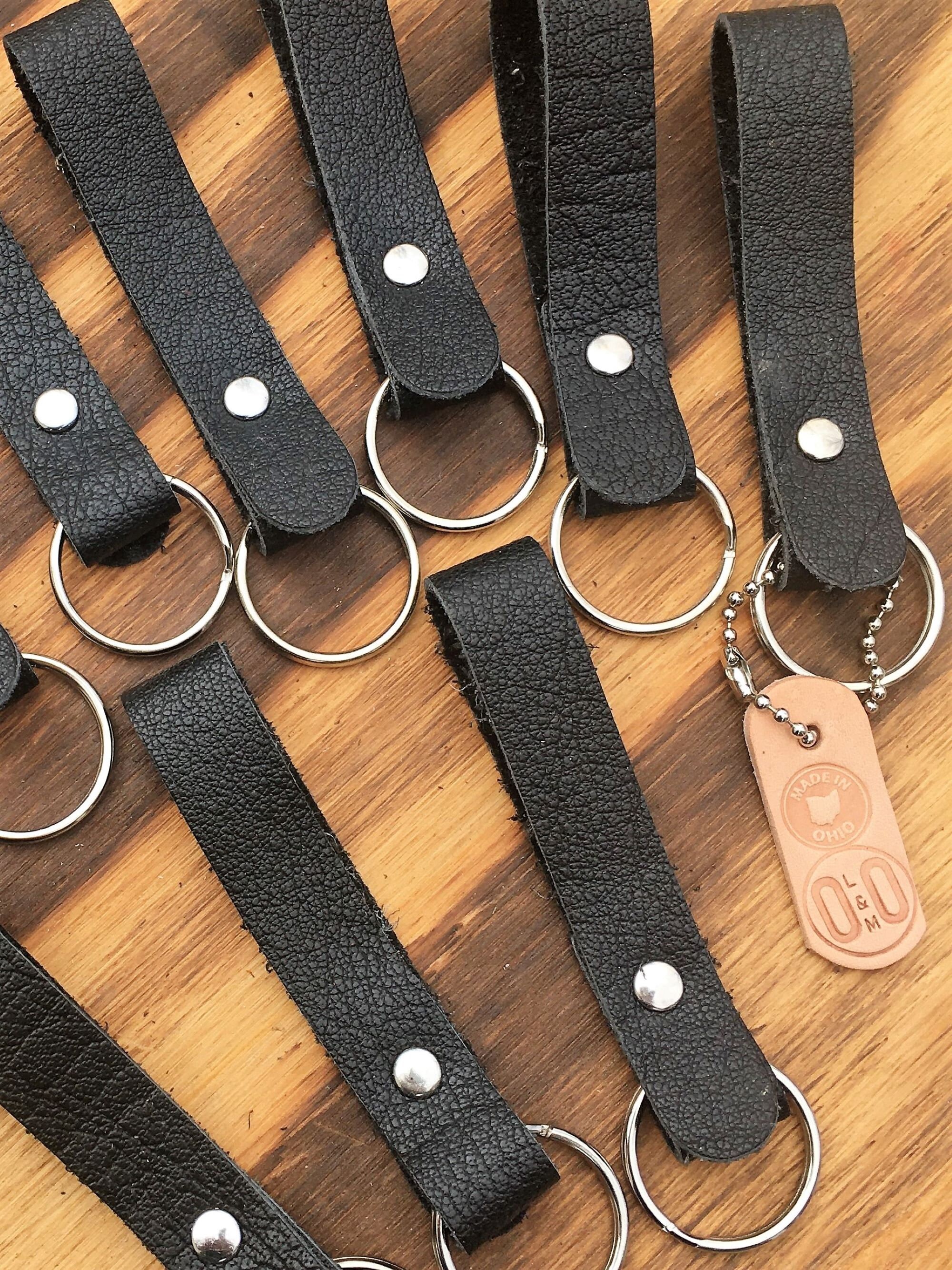 Motorcycle Black Chaps Recycled Leather Key Chain Black Leather Key Fob ...