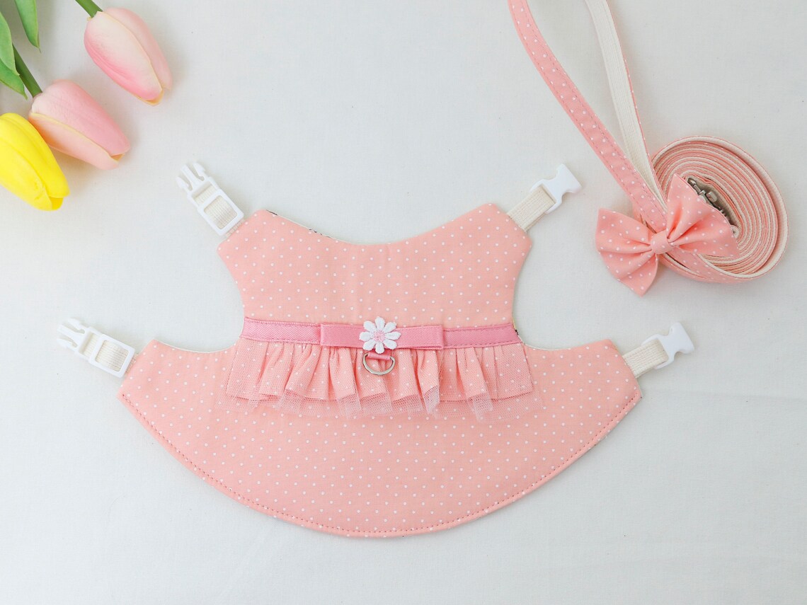Mini Dot Pattern Harness for Only Rabbit Bunny, Dress Harness and Leash ...