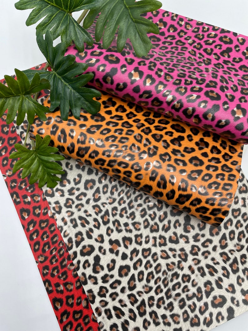 Faux Leather Sheets, Glossy Leopard Print, Leather Sheet, Faux Leather ...