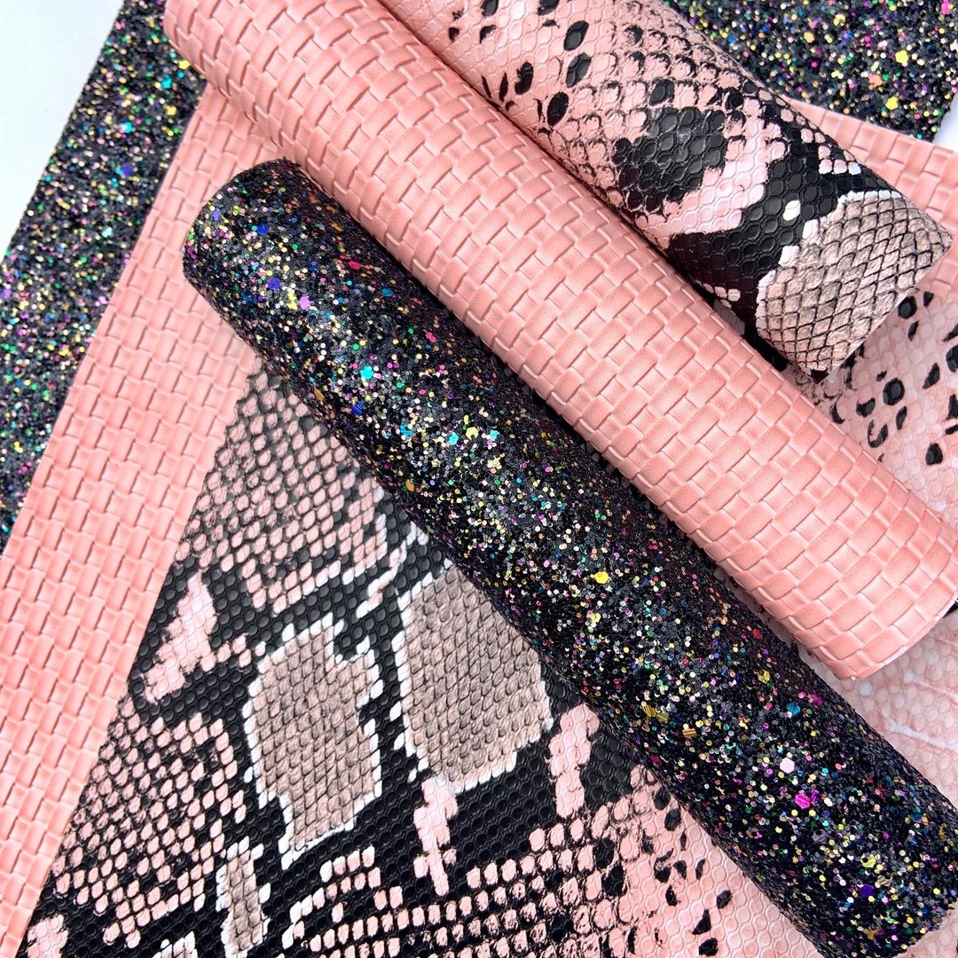 Faux Leather Sheets,snake Print. Black Glitter,diy Hairbow.texture Faux ...