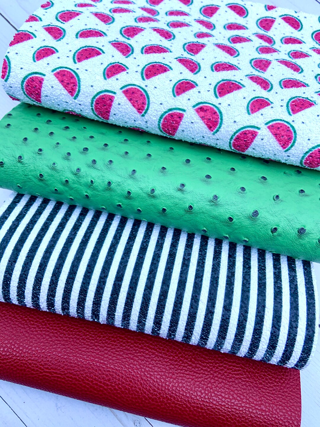 Faux Leather Sheets, Glitter Fabric. Watermelon Print, Leather Sheet ...