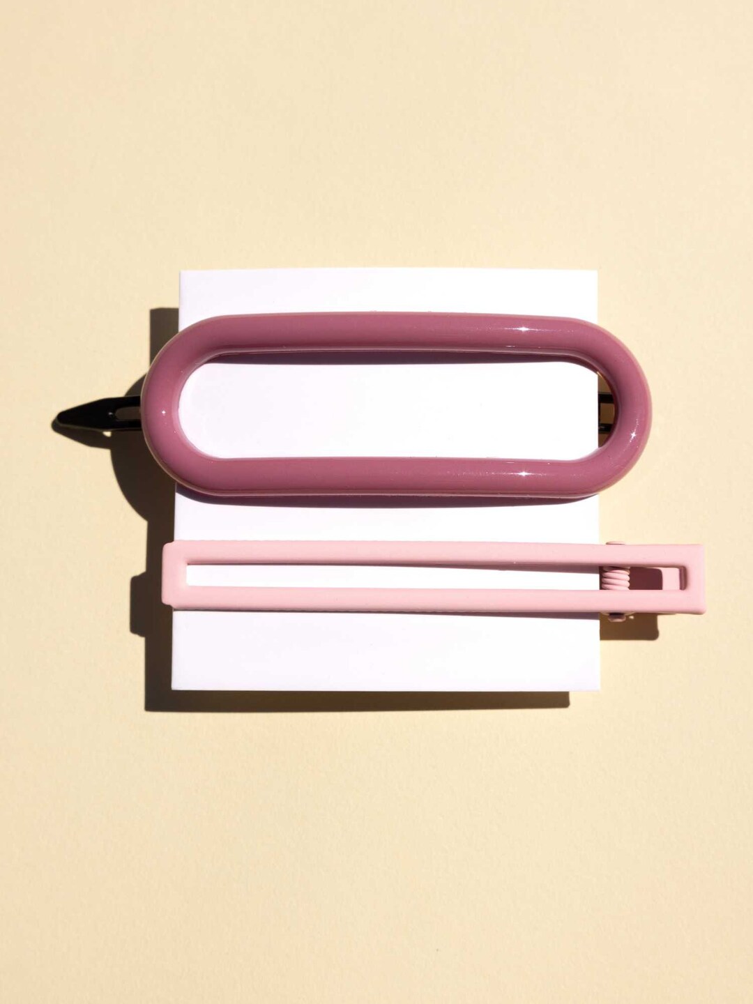 Byron - Pink Rectangle and Mauve Oval Hair Clips 2-piece Set - Etsy
