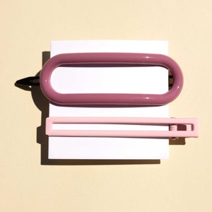 Byron - Pink Rectangle and Mauve Oval Hair Clips 2-piece Set - Etsy