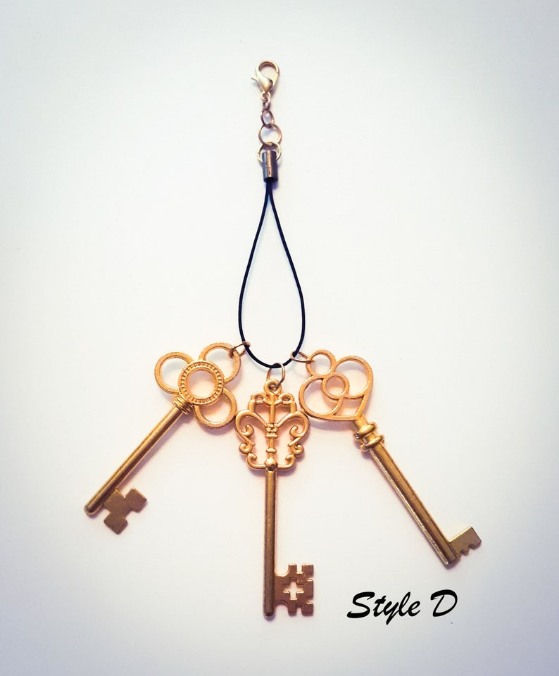 Gold Skeleton Key Keychains-antique Key Charm-metaphysical Symbol-pagan ...