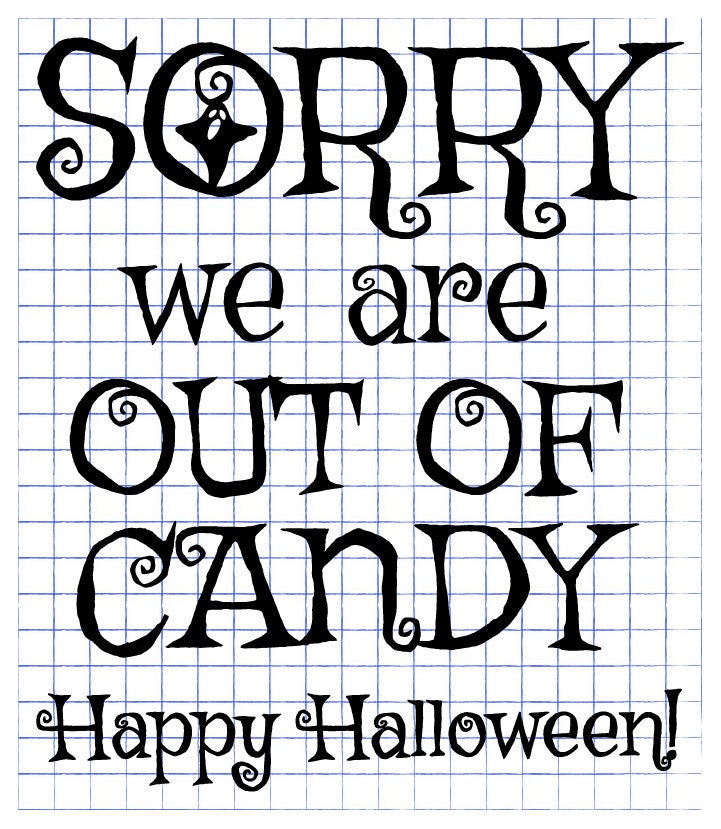 TRICK OR TREAT Light up Bucket Sorry Out of Candy Double-sided ...