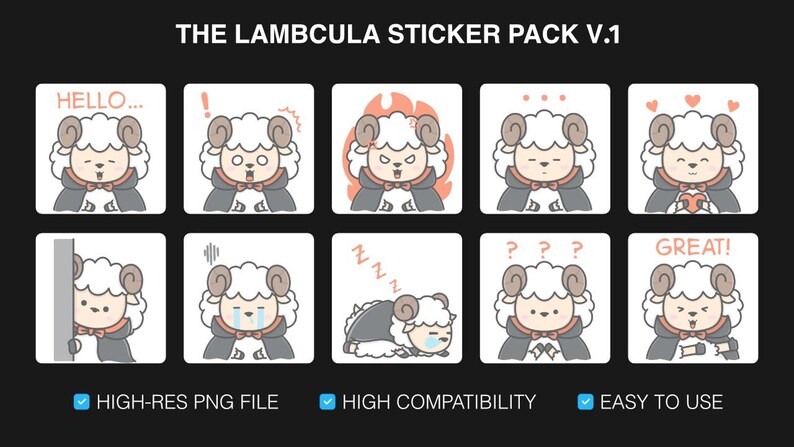 The Lambcula Sticker Pack V.1 - Etsy