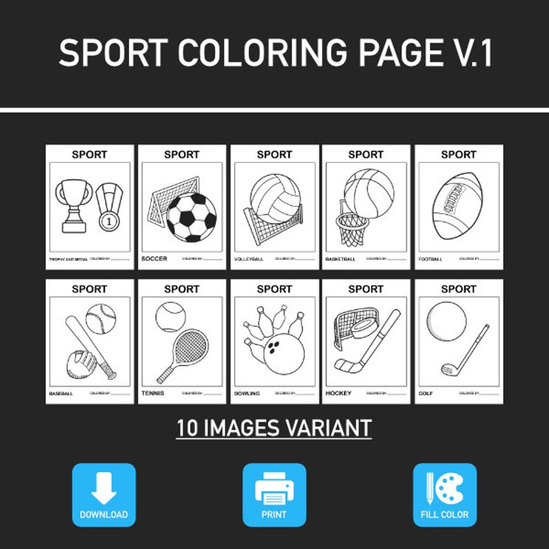Sport Coloring Page V1 Digital Download Coloring Teaching - Etsy