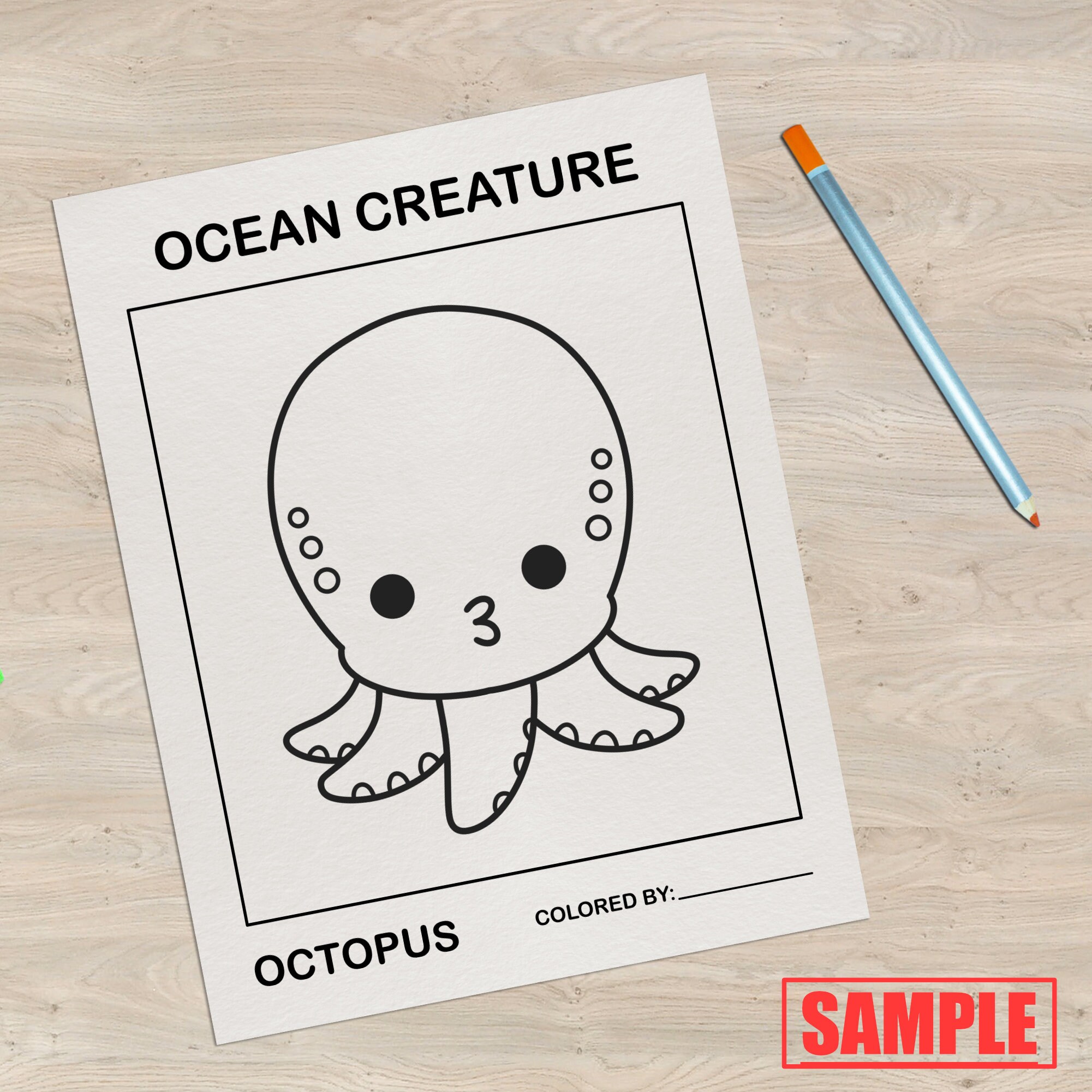 Ocean Creature Coloring Page V1, Digital Download, Educational ...